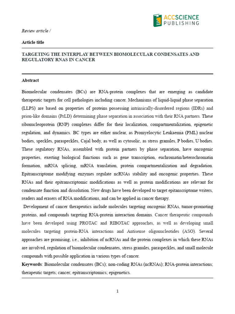Revised Manuscript Td4657 v2 | PDF | Rna | Micro Rna