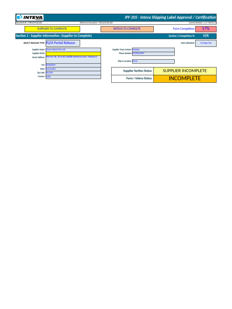 Actuator Housing Front LH Inteva Label Approval-Certification-V1.3 ...