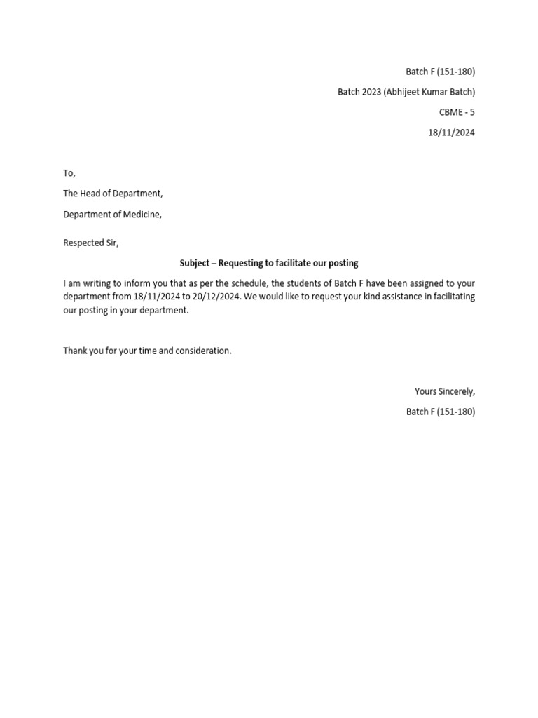 Batch F Joining Letter | PDF
