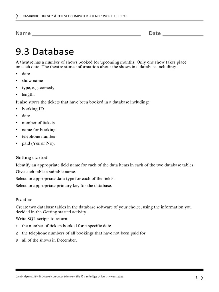 Igcse Compsci 2ed TR Worksheet 9.3 | PDF