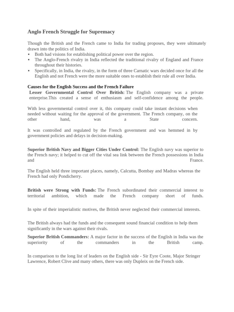 Anglo French Struggle | PDF | Travel | History