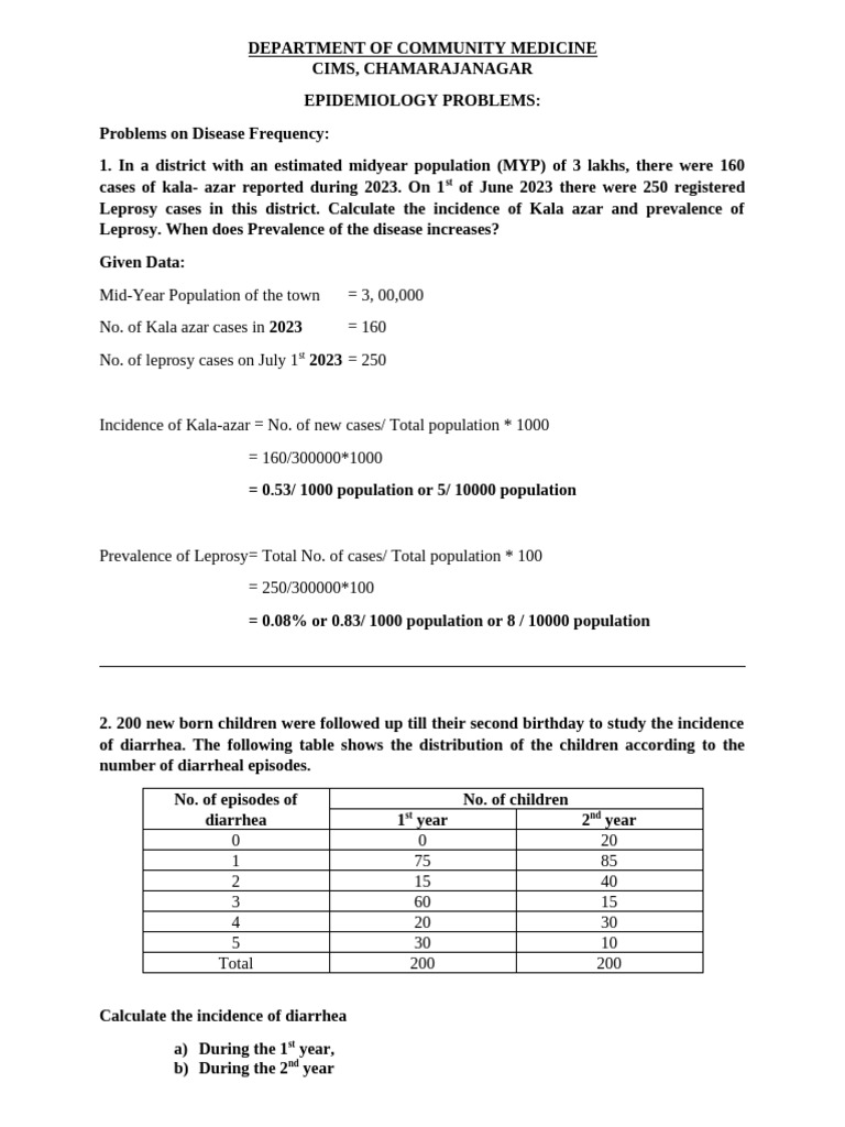 General Epidemiology Problems Set 2 05.03.2024 | PDF | Tuberculosis | Incidence (Epidemiology)