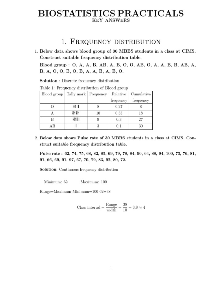 Biostatistics Practicals With Key Answer 2 | PDF | Coefficient Of ...