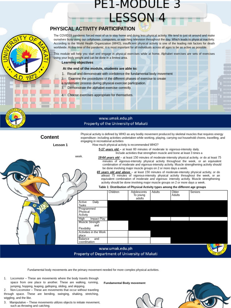 PE1 Module 3 Lesson 4 | PDF | Physical Exercise | Physical Fitness