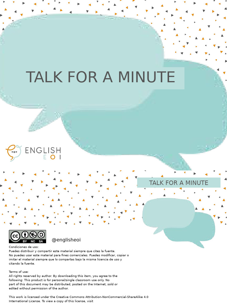 Talk For A Minute EnglishEOI B1 B2.1 | PDF