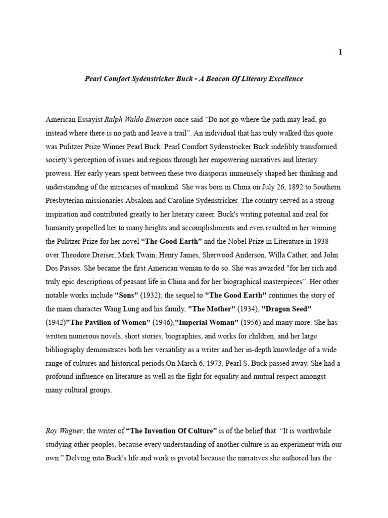 Pearl Comfort Sydenstricker Buck - A Beacon of Literary Excellence ...