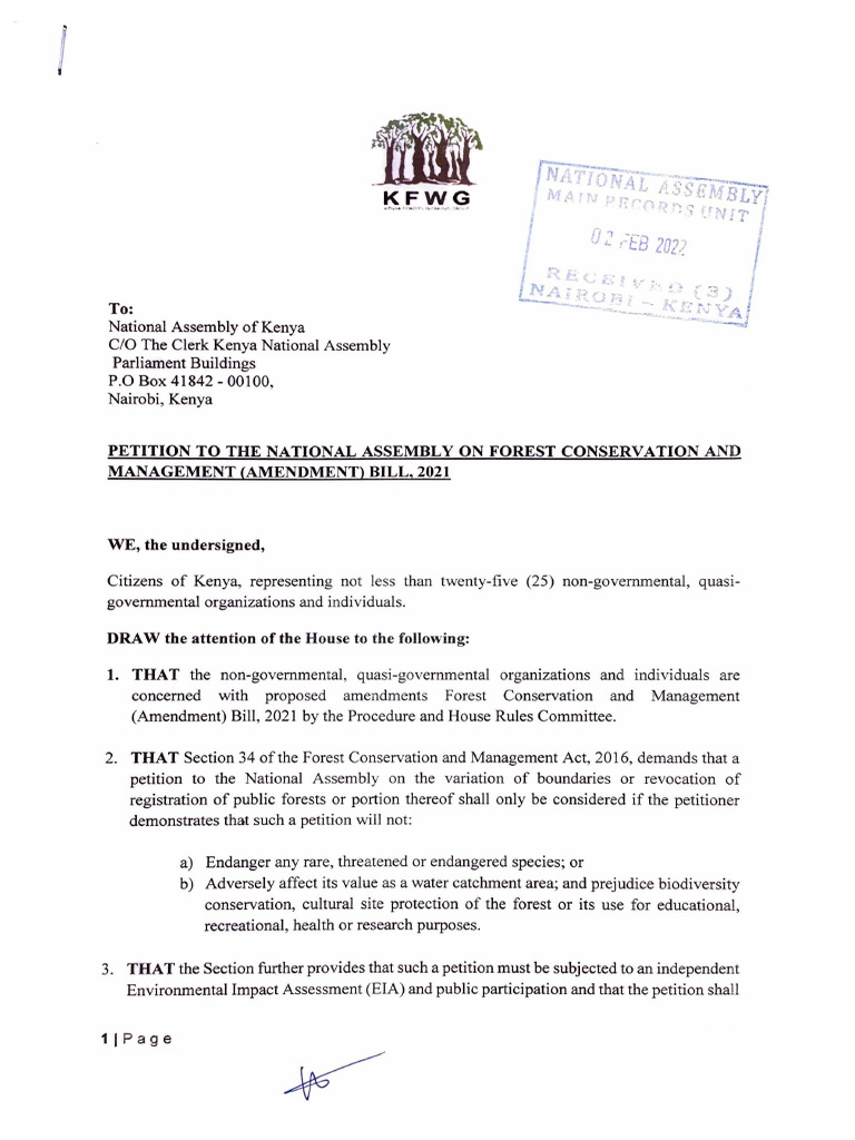 Petition To The National Assembly On Forest Amendment Bill 2021 3 | PDF