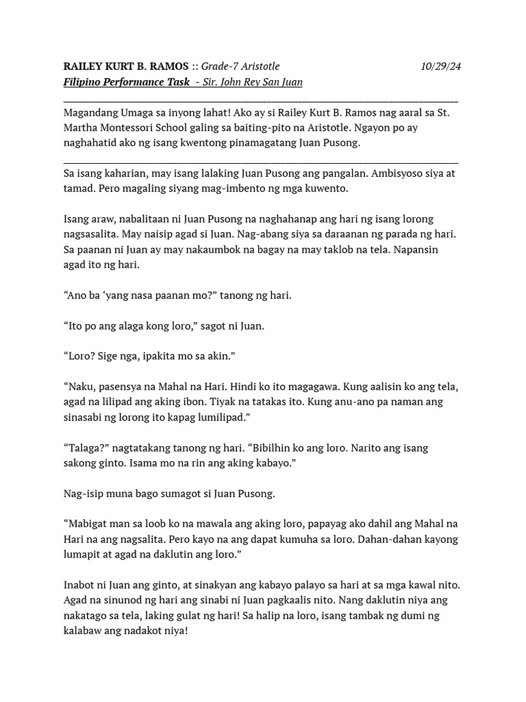 Juan Pusong | PDF