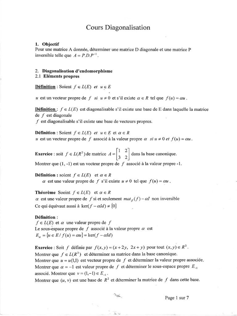 Cours Diagonalisation | PDF