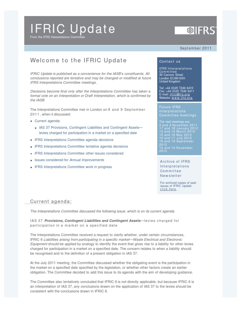 Welcome To The IFRIC Update | PDF | International Financial Reporting ...