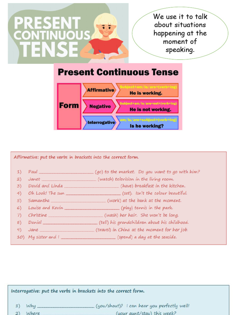 Present continuous | PDF