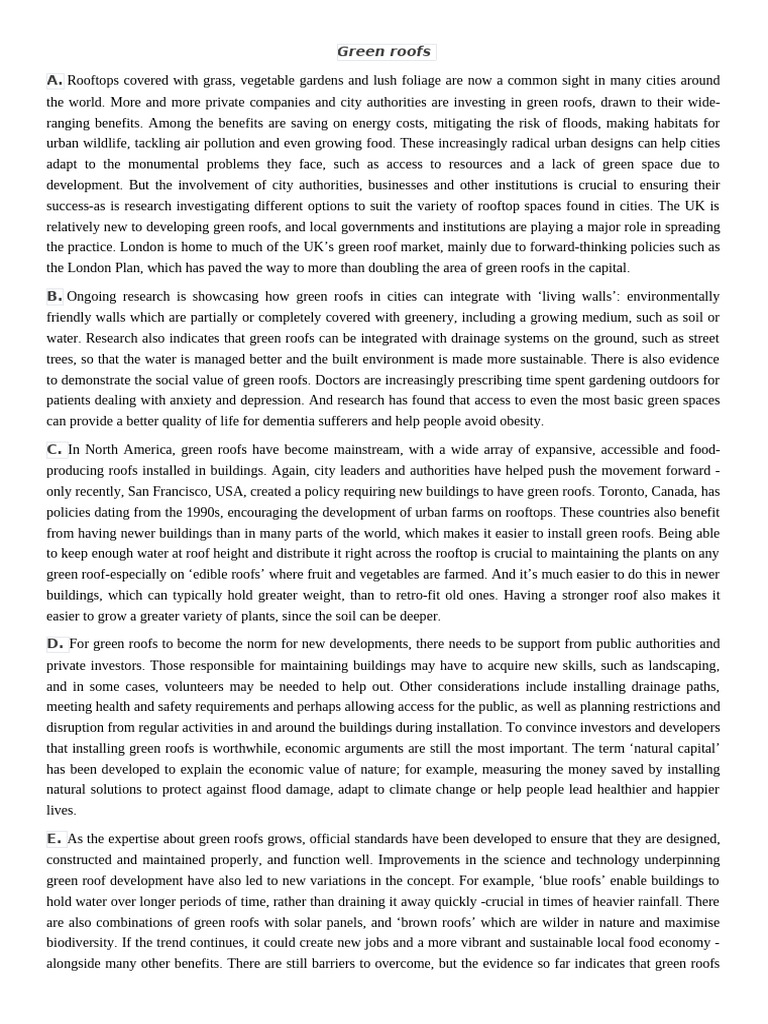 Benefits and Challenges of Green Roofs | PDF | Concrete | Plate Tectonics