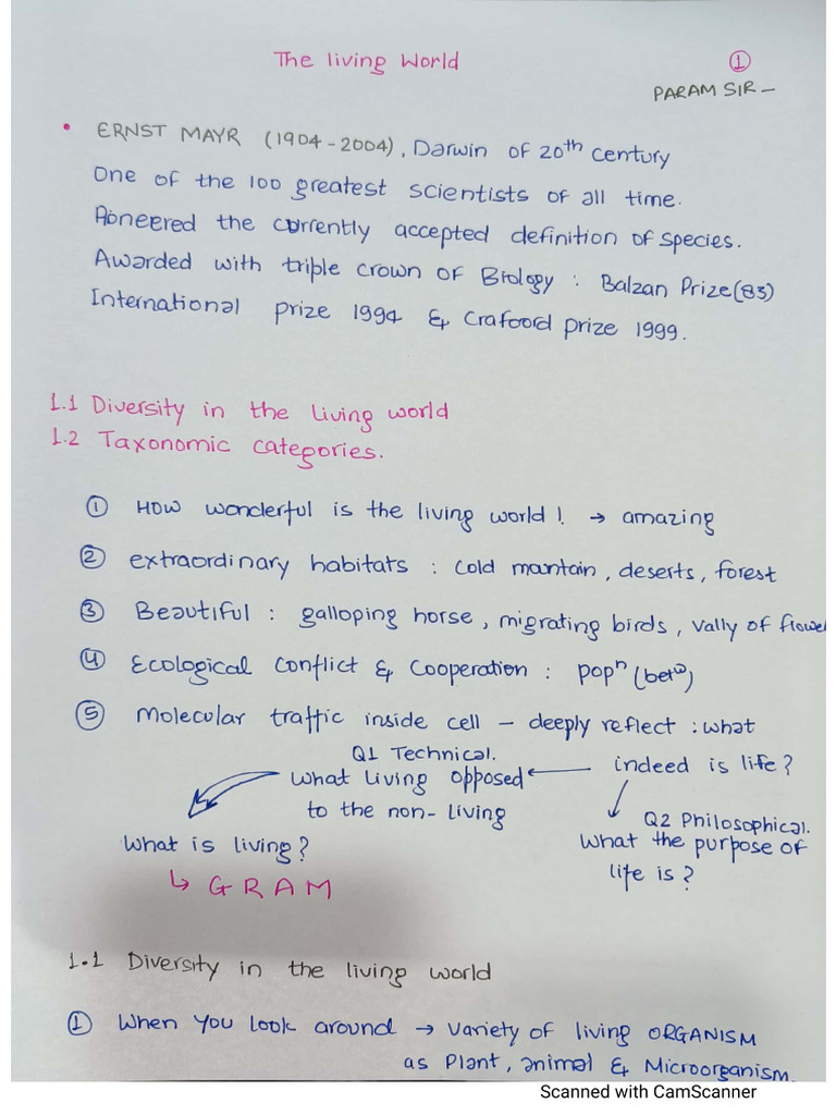 The Living World Param Sir Handwriting Notes | PDF