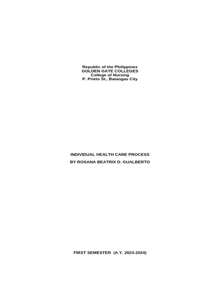 Individual Health Care Process | PDF