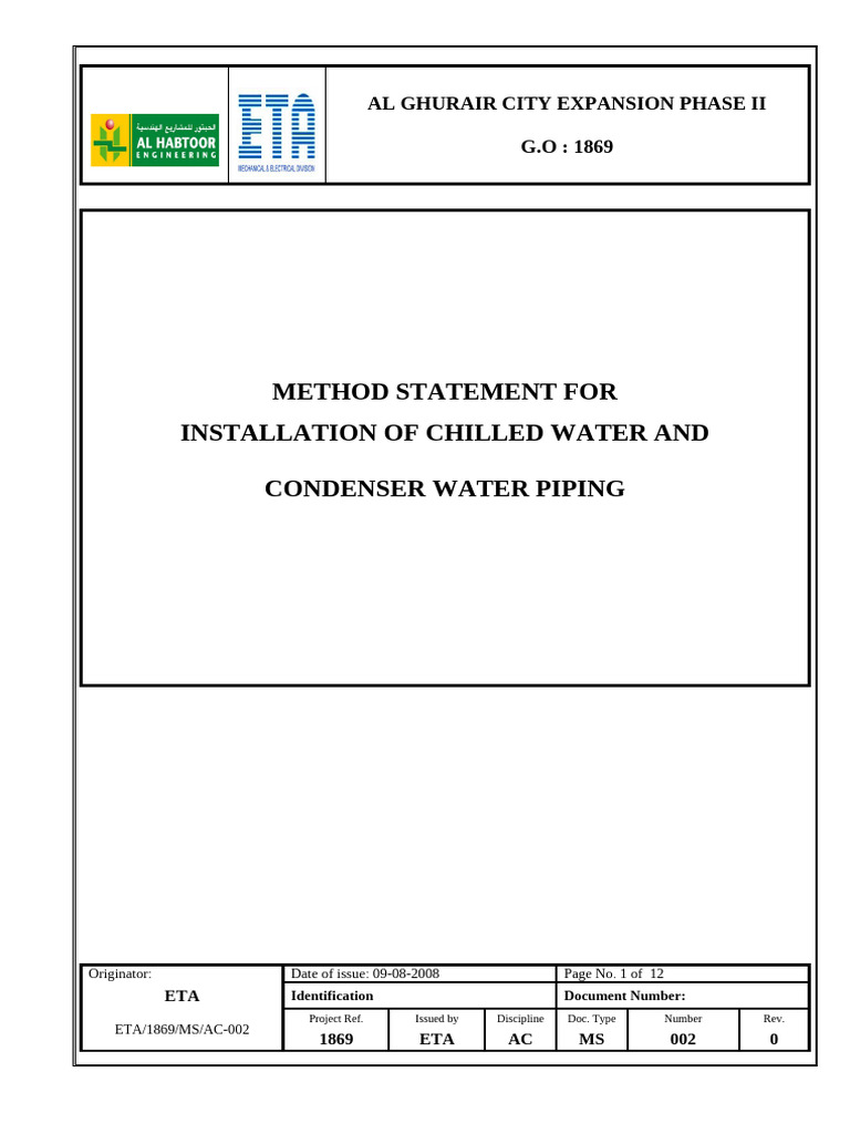 Chilled and Condenser Water Piping Method | PDF | Pipe (Fluid ...