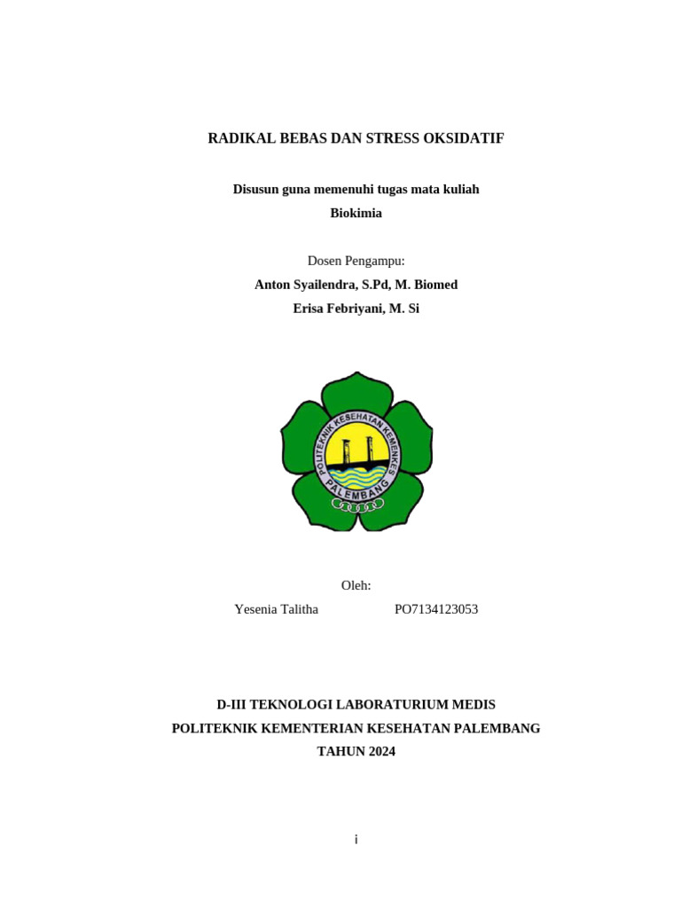 RADIKAL BEBAS DAN STRESS OKSIDATIF-2 Yesenia Talitha 053 | PDF