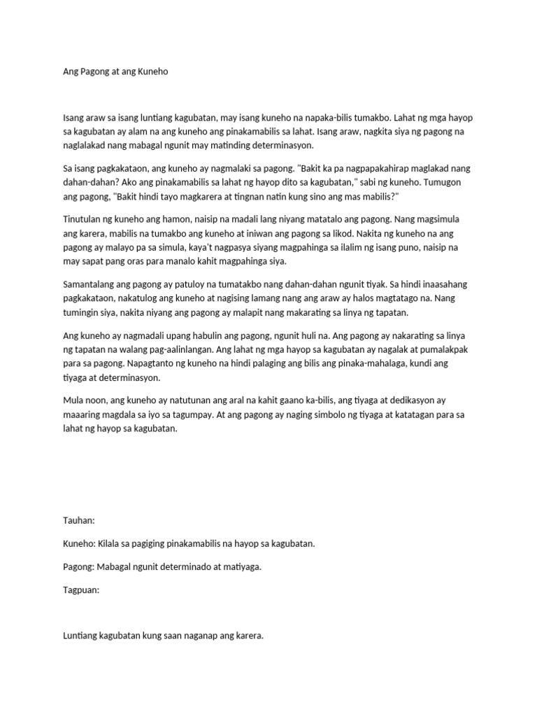 Ang Pagong at Kuneho | PDF