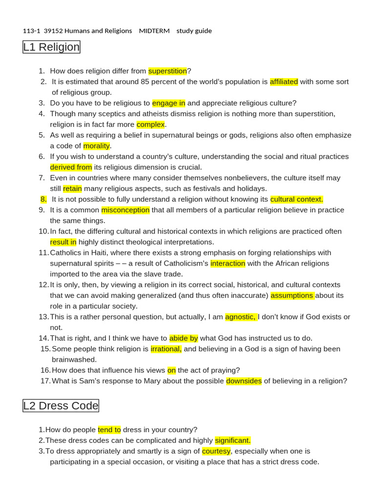 Understanding Religion and Dress Codes | PDF | Supernatural ...