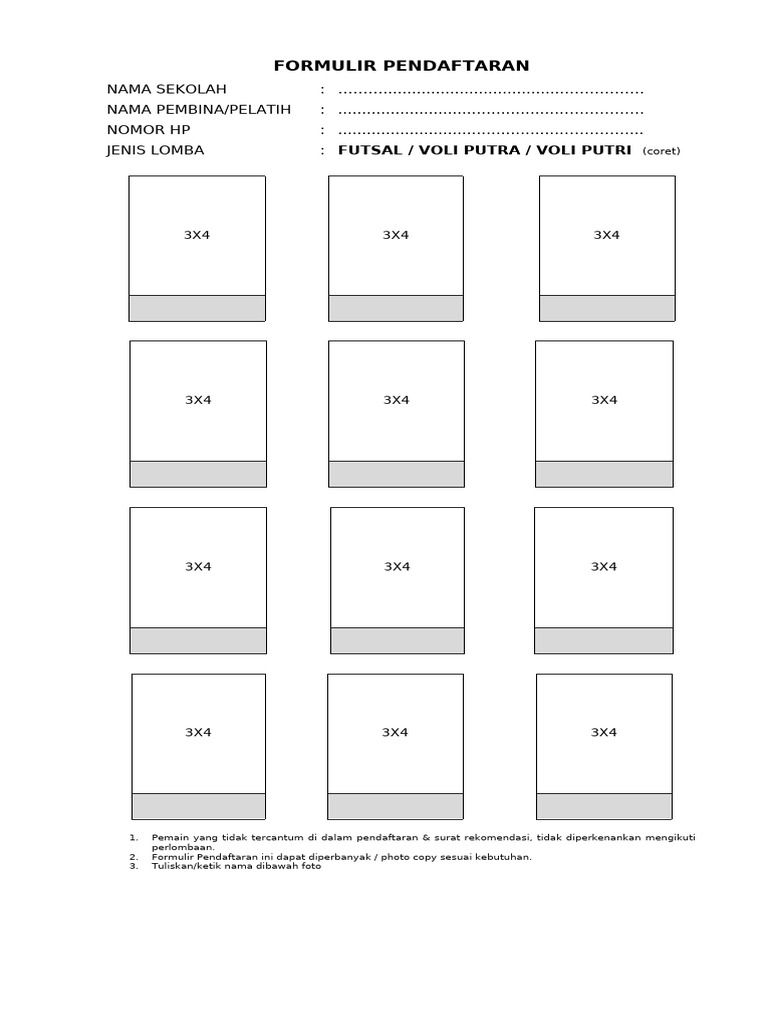 Form Pendaftaran & Rekom Nuhud Cup X 2024 | PDF | Olahraga & Rekreasi