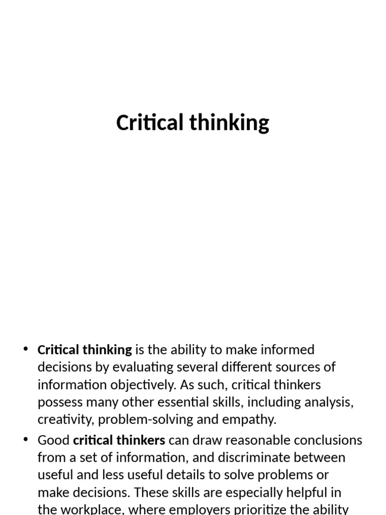 Critical Thinking | PDF | Critical Thinking | Thought