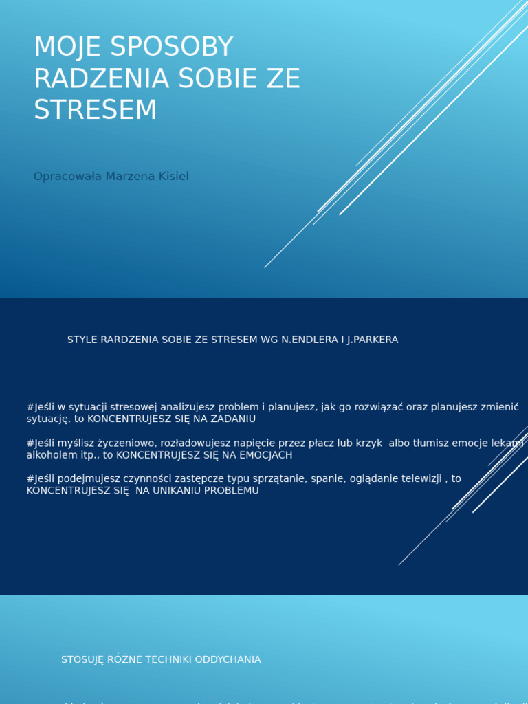 Moje Sposoby Radzenia Sobie Ze Stresem | PDF