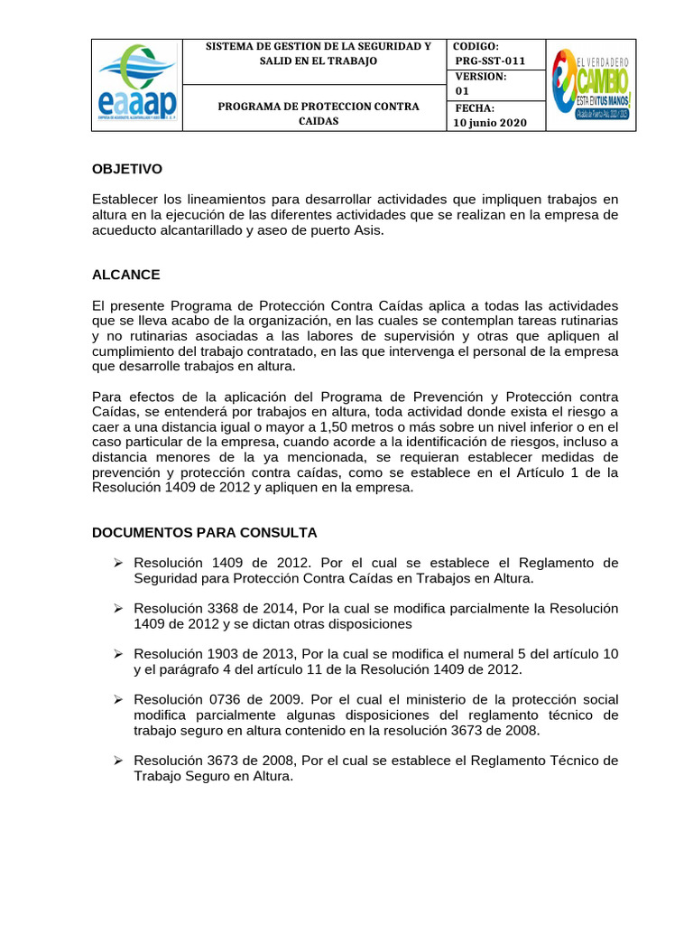 Protección en Alturas para Acueductos | PDF | Riesgo | Business