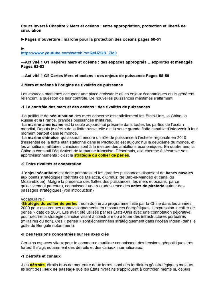 Cours Inversã© Partie 3 Mers Et Ocã©ans Entre Appropriation Et ...
