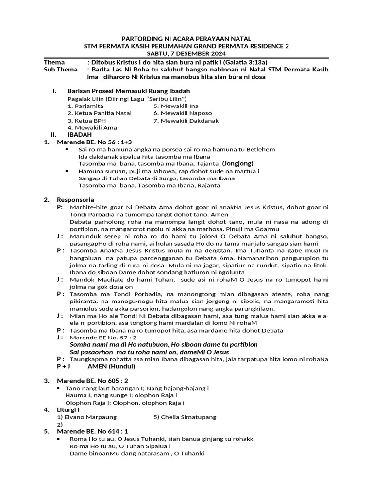 IBADAH PERAYAAN NATAL STM | PDF
