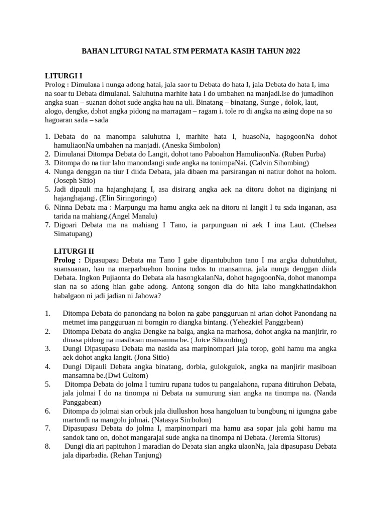 BAHAN LITURGI NATAL STM 22 | PDF