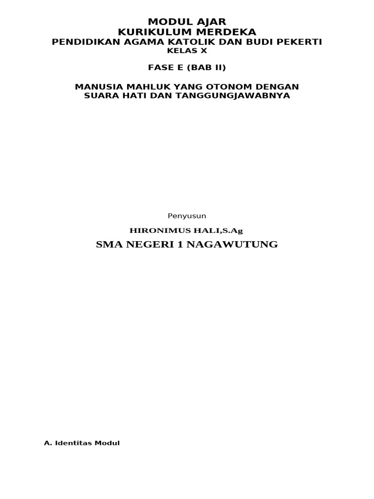 Contoh Modul Ajar - PAKAT X - Bab II | PDF
