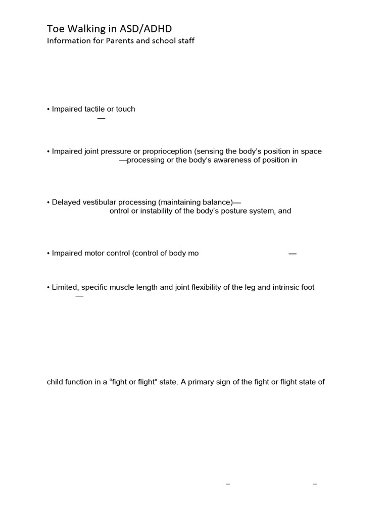 Sensory Integration Toe Walking | PDF | Balance (Ability ...