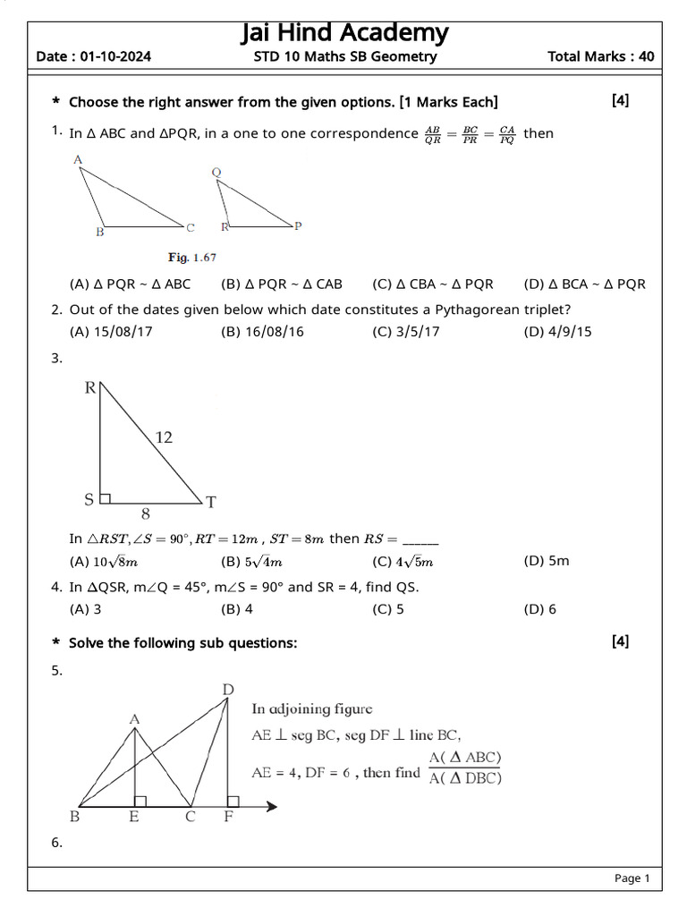 10 SB Geometry | PDF | Triangle | Euclidean Plane Geometry