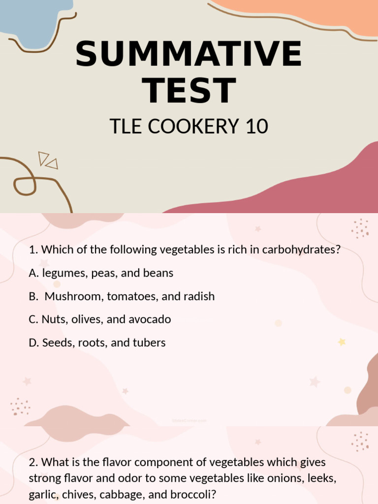 Summative Test Tle Cookery | PDF | Vegetables | Cooking