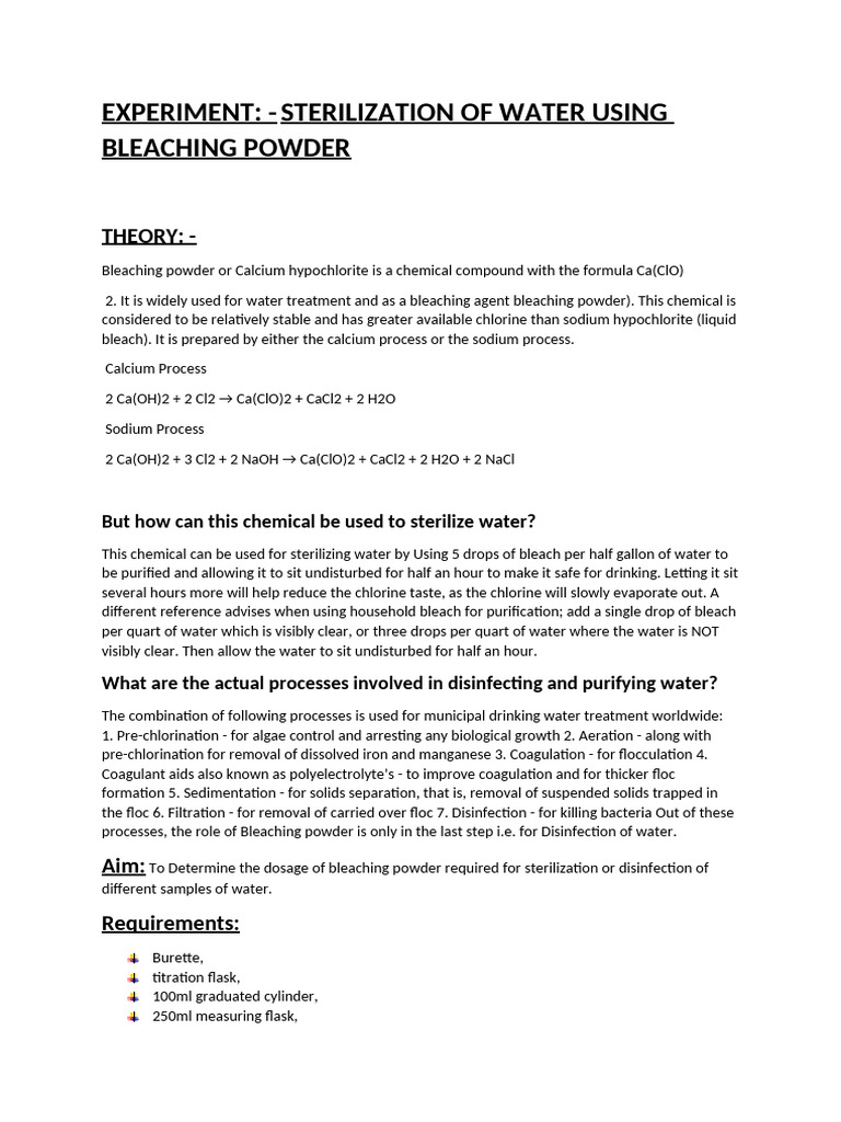 Chem | PDF | Water Purification | Bleach