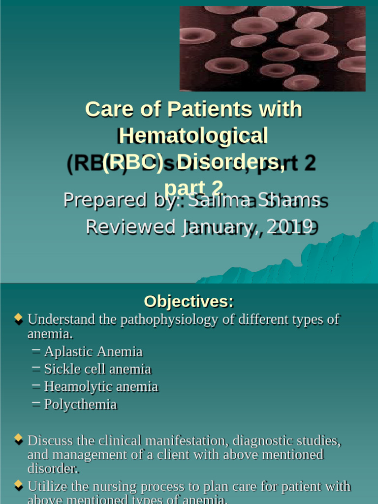 Care for Hematological Disorders: Anemia | PDF | Anemia | Red Blood Cell