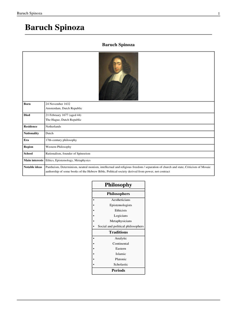 Baruch Spinoza | PDF | Baruch Spinoza | Pantheism