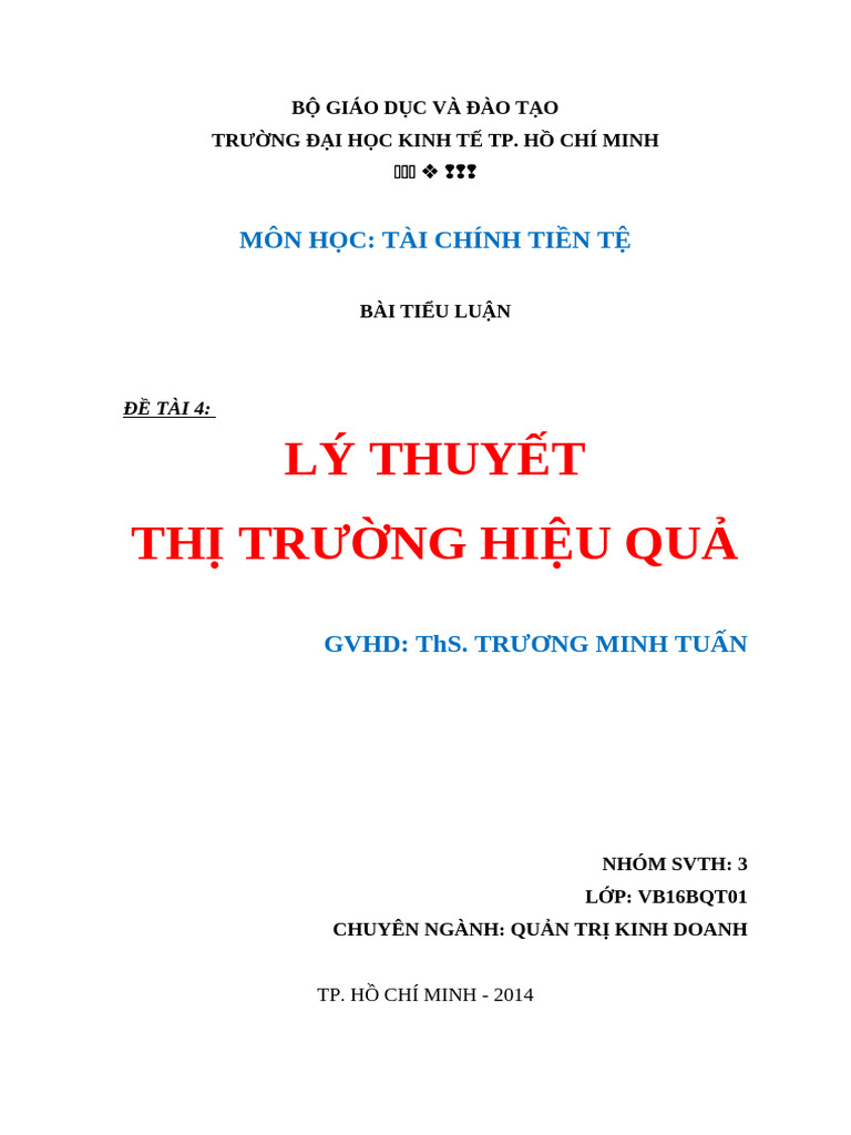 (123doc) Tieu Luan Ly Thuyet Thi Truong Hieu Qua | PDF