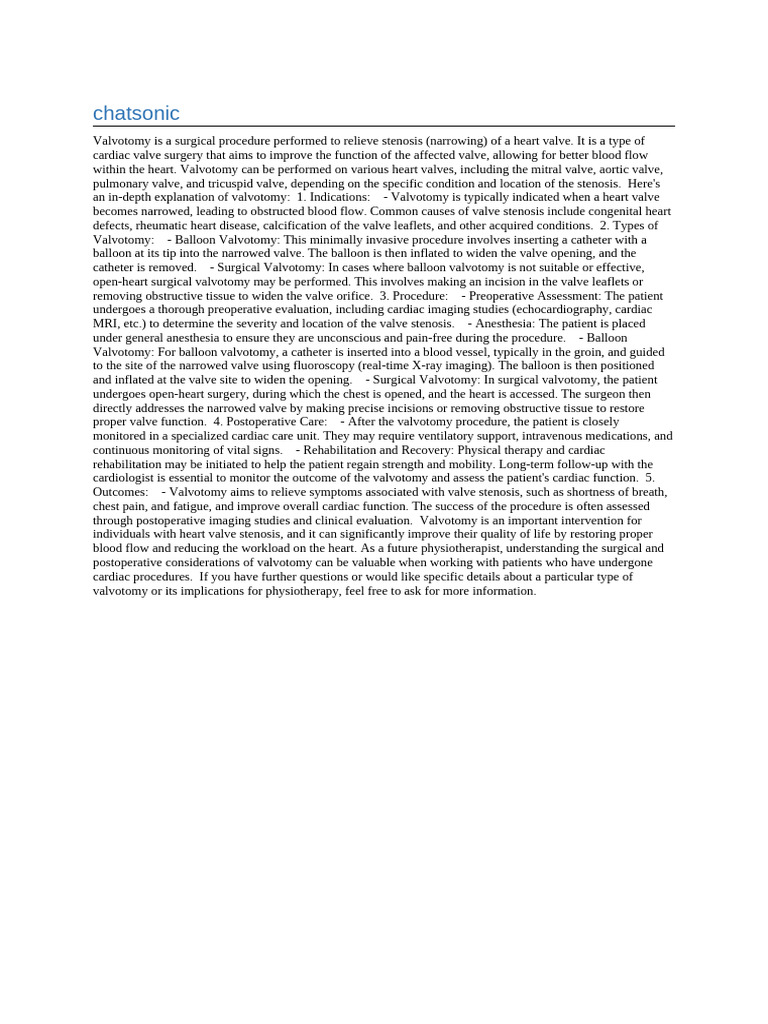 Overview of Valvotomy Procedures | PDF | Heart Valve | Heart