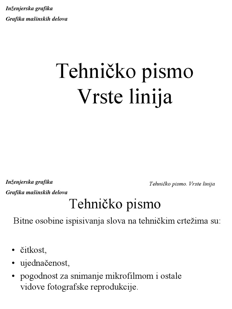 Www2 Tehnicko Pismo Vrste Linija | PDF