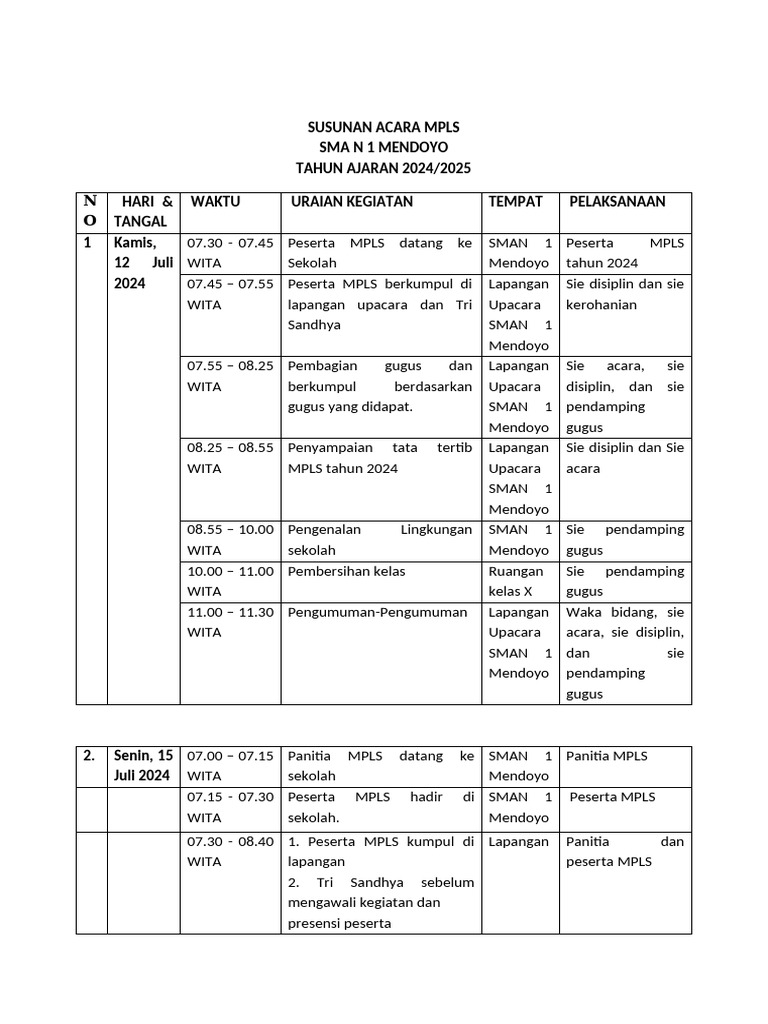 Revisi Susunan Acara MPLS 2024-WPS Office | PDF