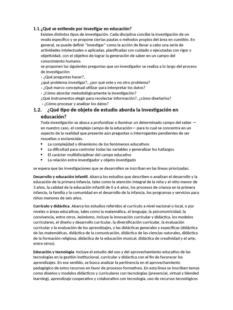 Qué Se Entiende Por Investigar en Educación | PDF | Plan de estudios ...
