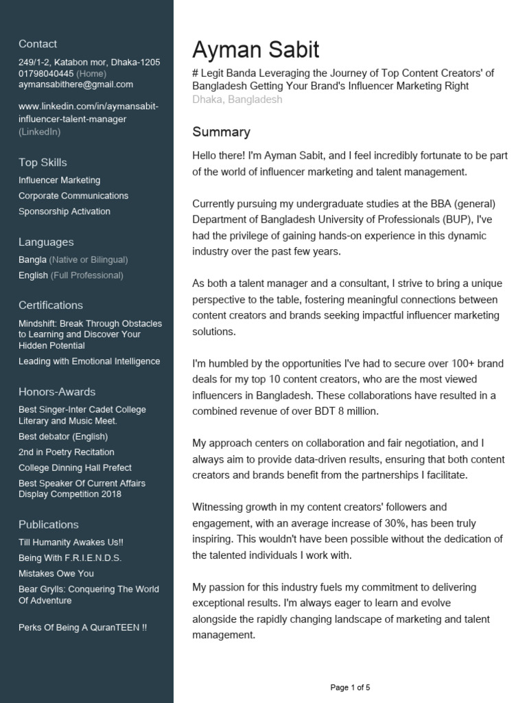 Ayman Sabit CV Profile | PDF | Brand