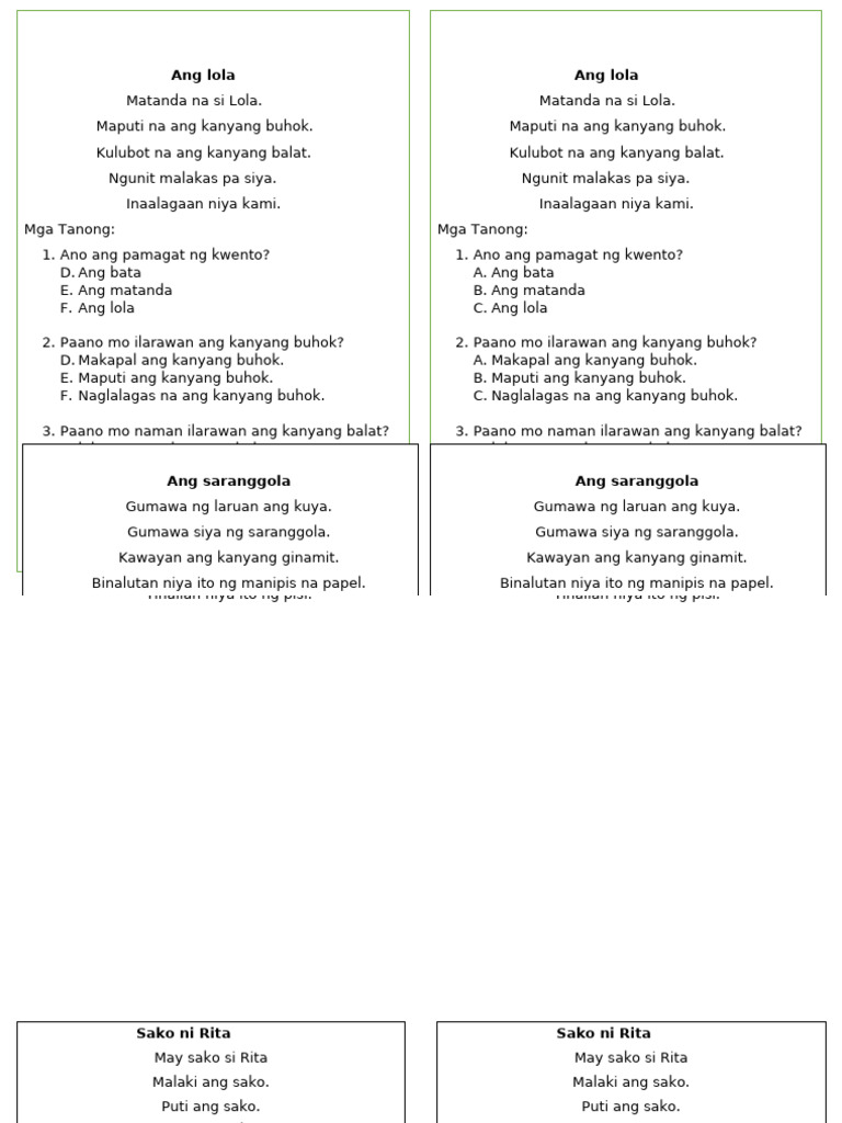 Pagbasa English Tagalog | PDF