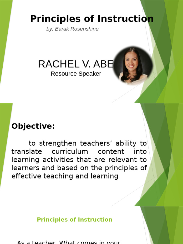 Principles of Instruction | PDF | Teachers | Learning