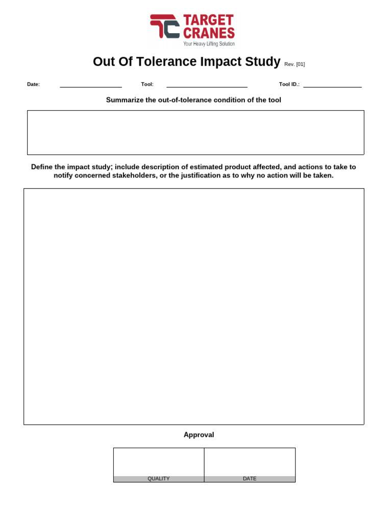 Out of Tolerance Impact Study | PDF | Business | Technology & Engineering