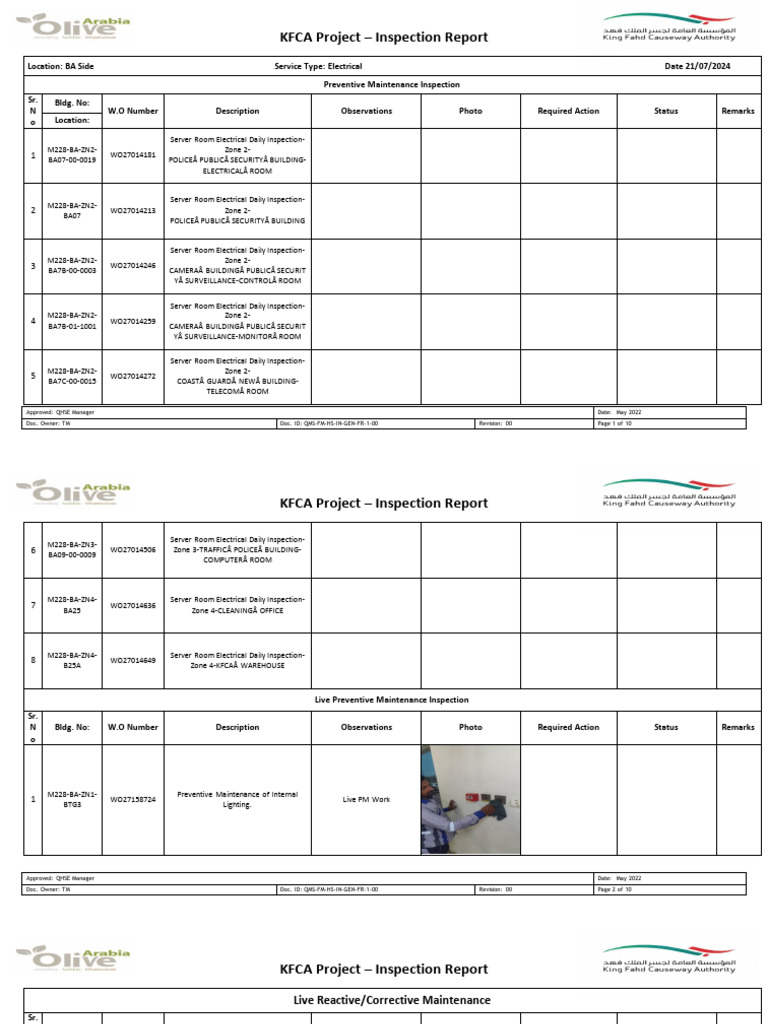 Electrical Inspection Report BA Side 21 July 2024 | PDF | Manufactured ...
