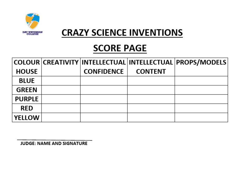 Innovative Science Inventions Scorecard | PDF | Games & Activities