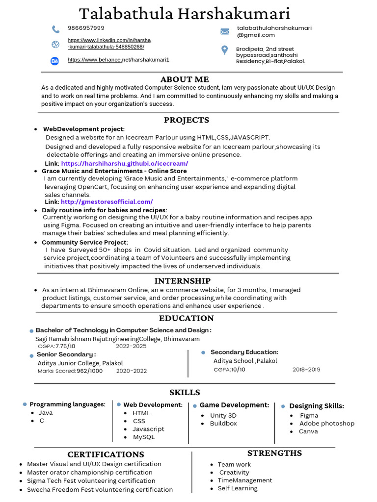 Harsha Kumari Resume | PDF | Web Development | User Interface