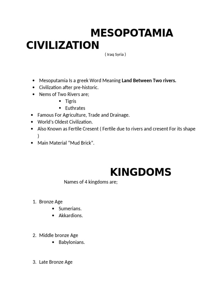 Mesopotamia Civilization Pdf Mesopotamia Sumer