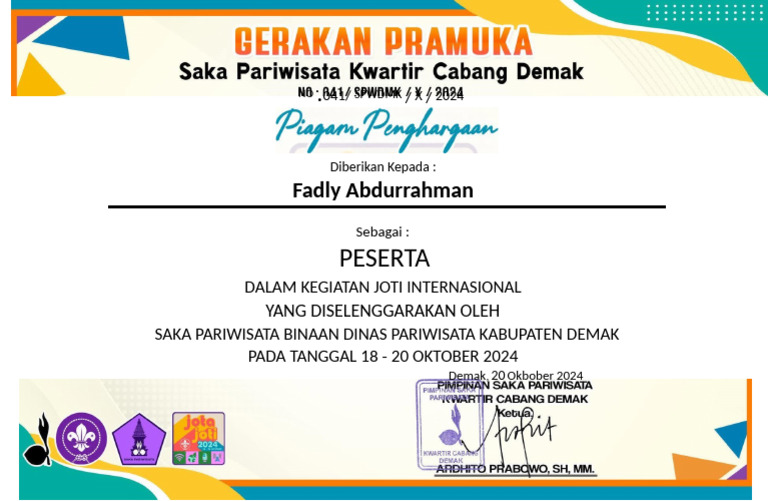 Piagam Pramuka 2024 - Jota Joti | PDF